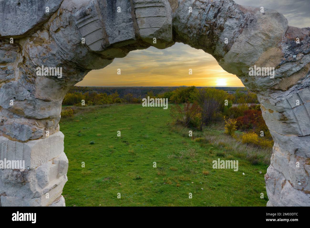 Aerial view on the arches of the Burnum principium in Krka National ...