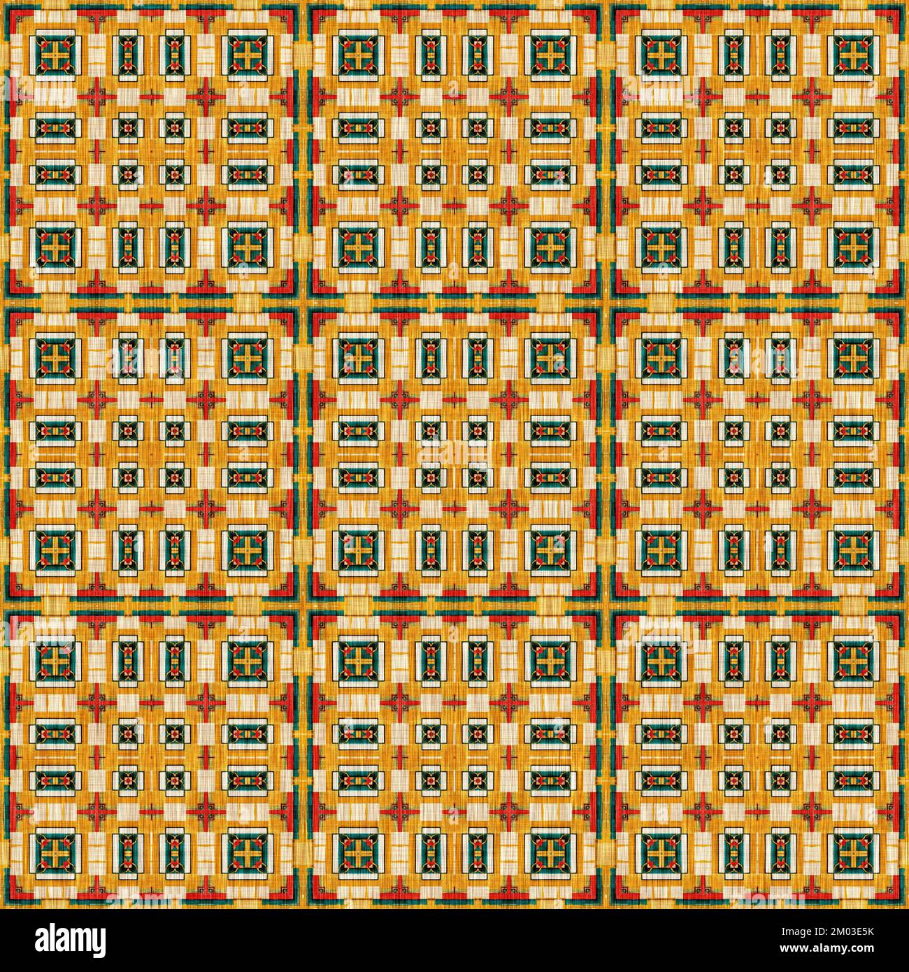 Traditional tile mosaic seamless pattern print. Fabric effect mexican ...