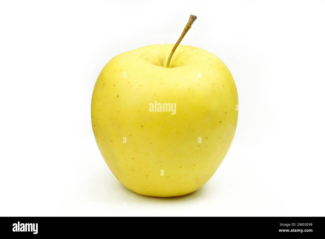 Single yellow apple isolated on white background. Golden delicious ...