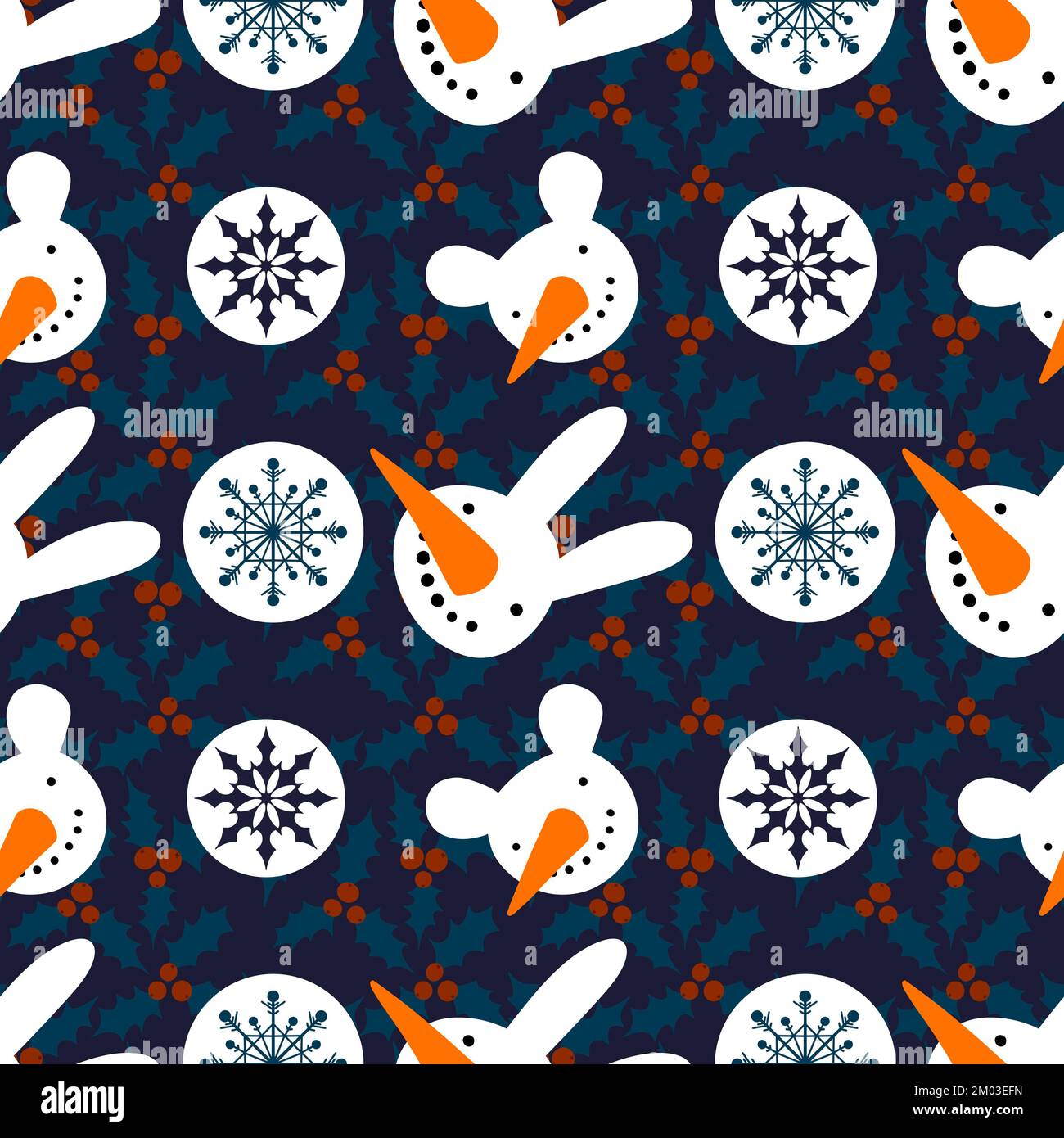 Winter seamless snowman and snowflakes pattern for Christmas wrapping ...