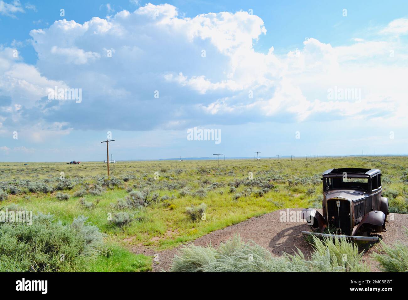 old car wreck in painted desert national park Arizona USA Stock Photo ...