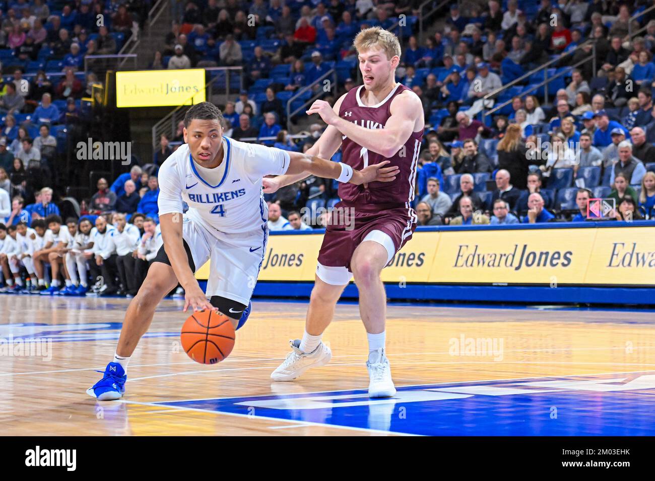 DECEMBER 03, 2022: Saint Louis Billikens guard Javon Pickett (4) drives ...