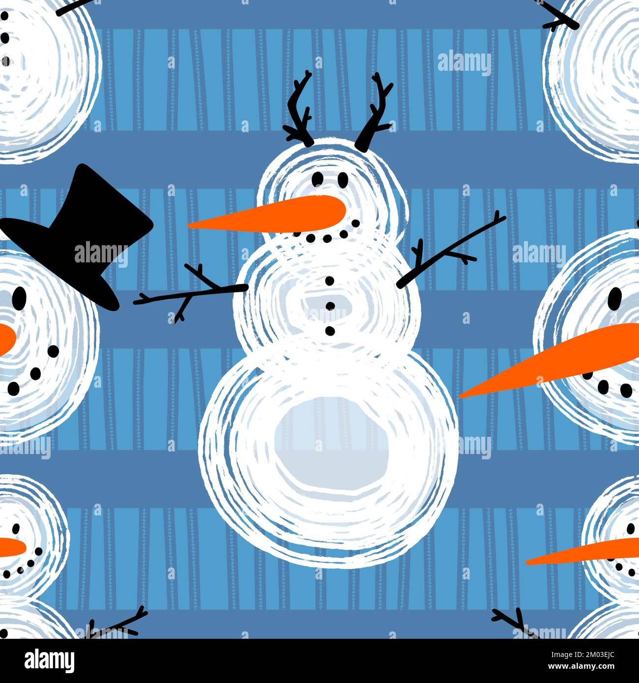 Winter seamless snowman and snowflakes pattern for Christmas wrapping ...