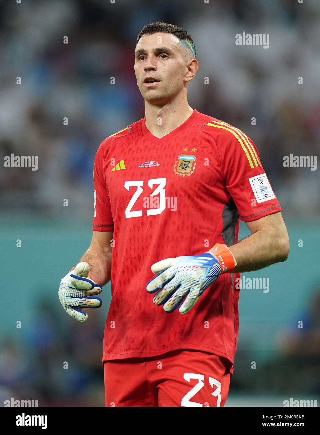Argentina goalkeeper Emiliano Martinez during the FIFA World Cup round ...