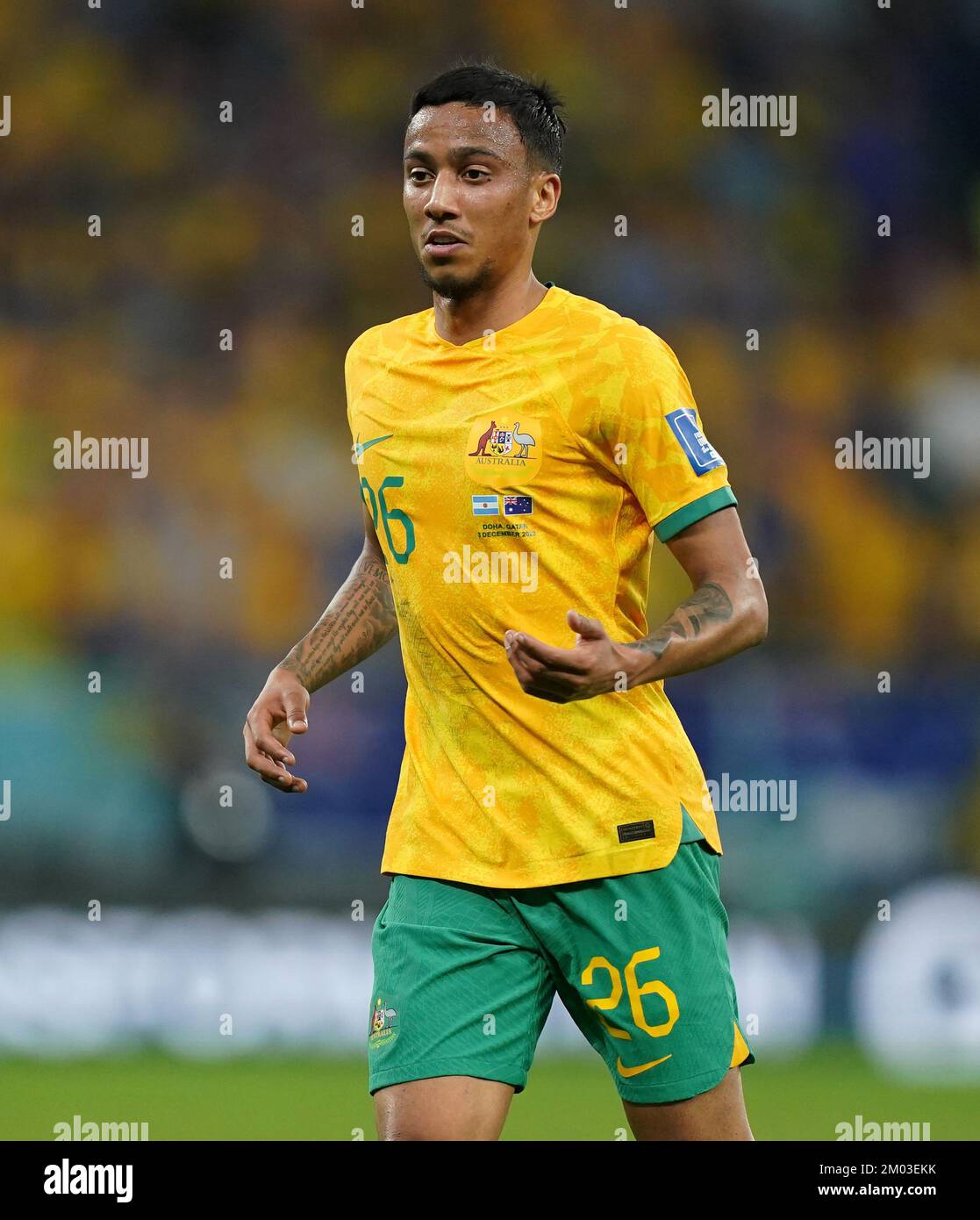 Australia's Keanu Baccus during the FIFA World Cup round of 16 match at ...