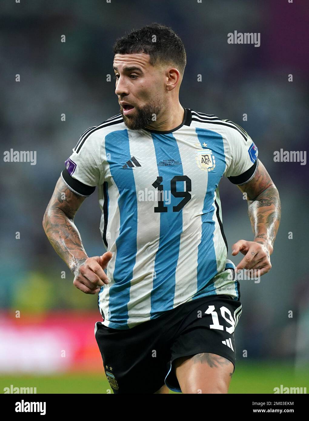 Argentina's Nicolas Otamendi during the FIFA World Cup round of 16 match at the Ahmad Bin Ali ...