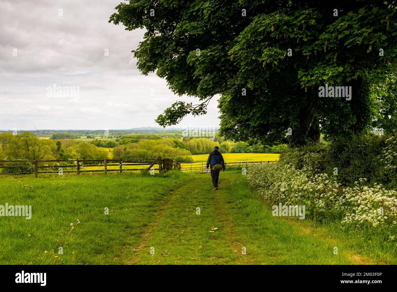 English landscape in the Cotswold District on public long distance ...