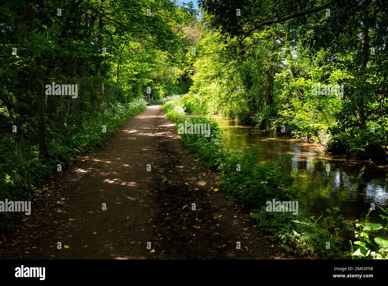 Stream on a path through the Cotswold National Landscape, walking paths ...