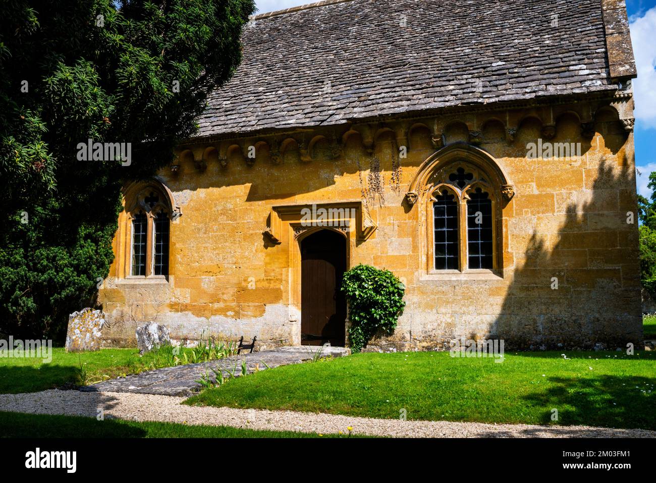Grade II listed Church of Saint Peter in Stanton, England with a slate ...