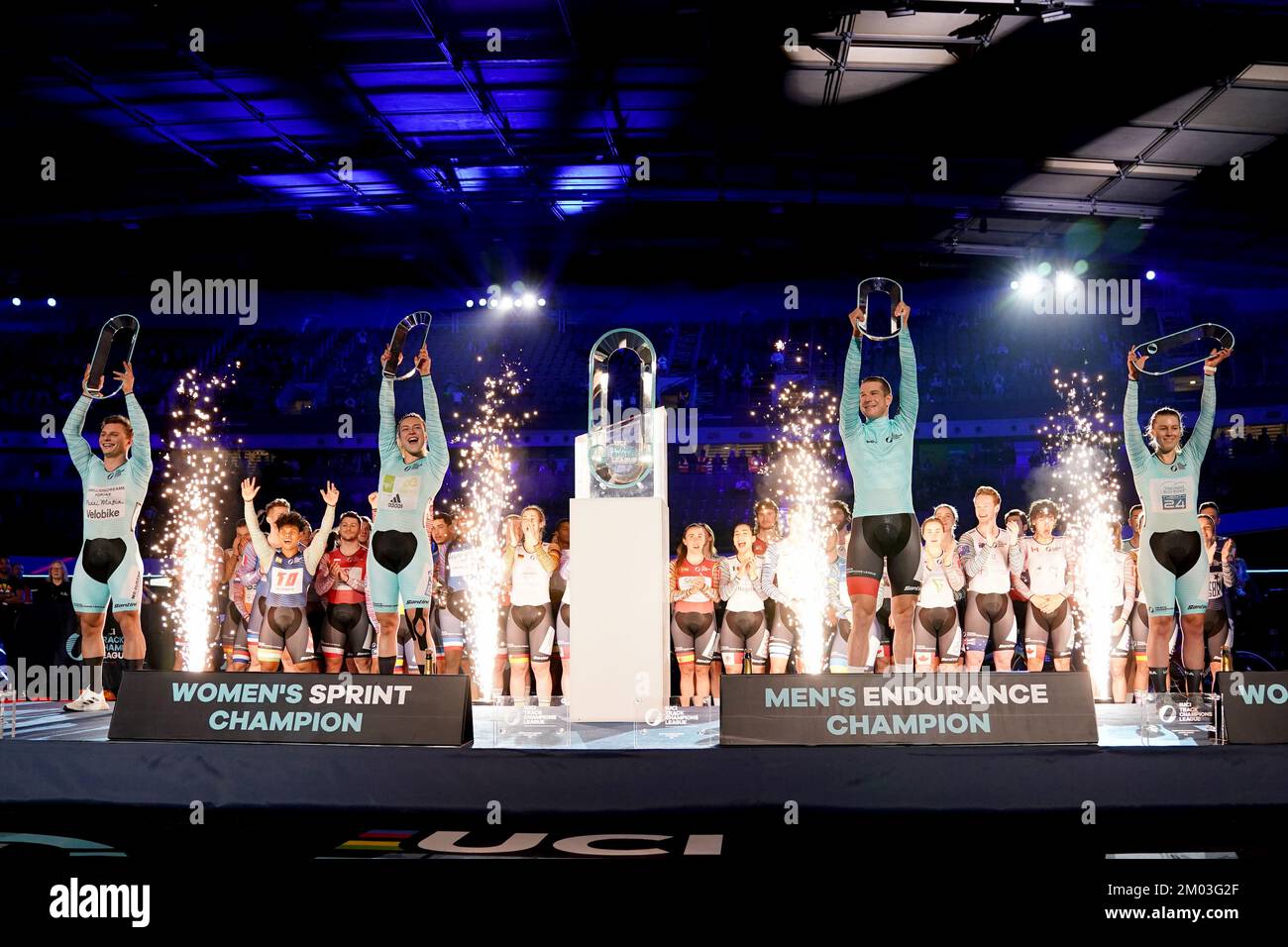 l-r; Matthew Richardson overall mens sprint champion, Mathilde Gros ...