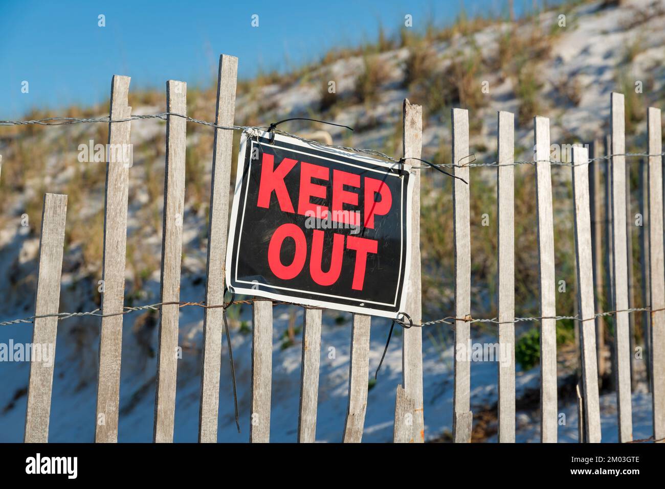 Keep Out Sign On Fence