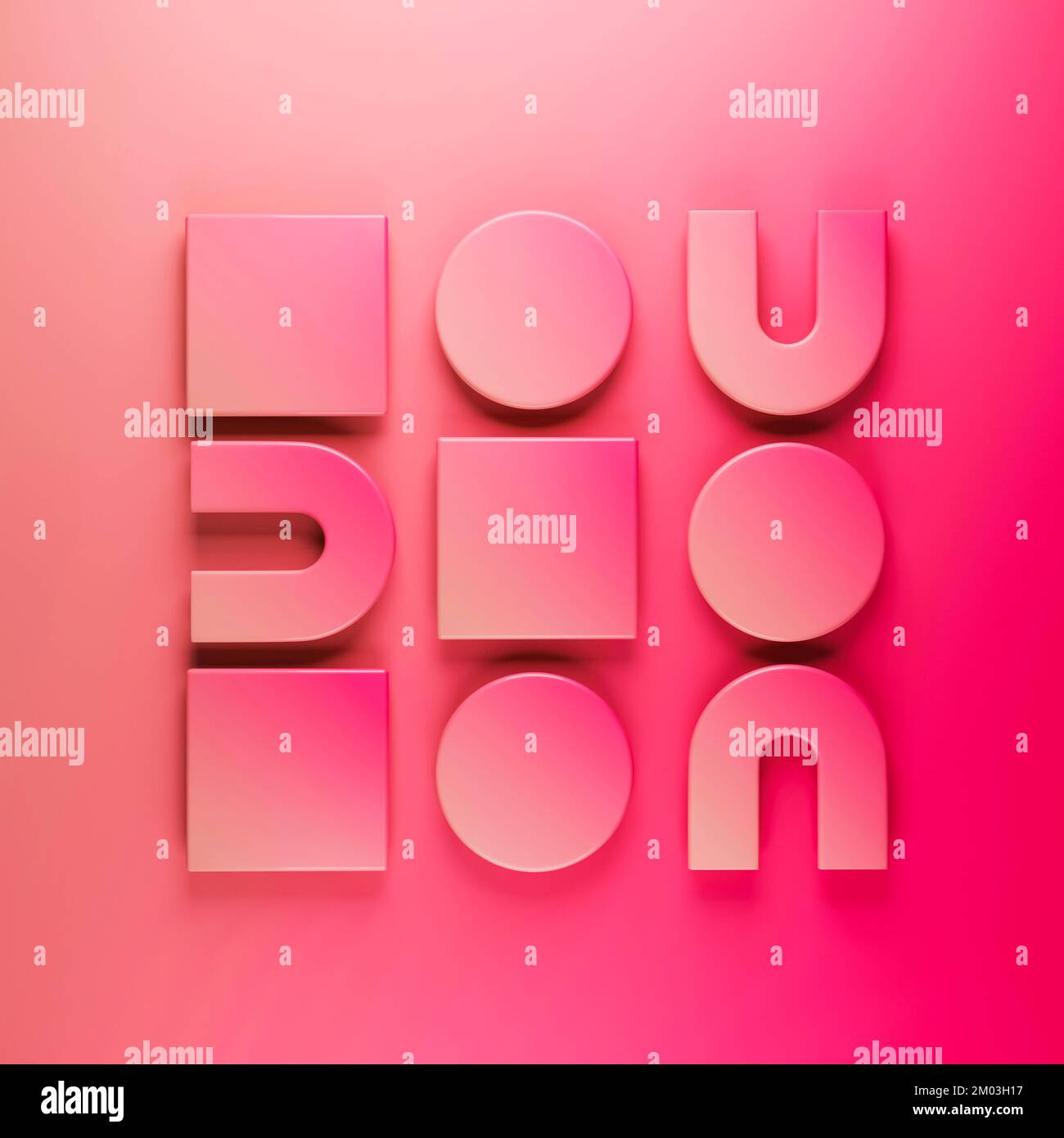 Flat geometric shapes in viva magenta color. 3d rendering Stock Photo ...