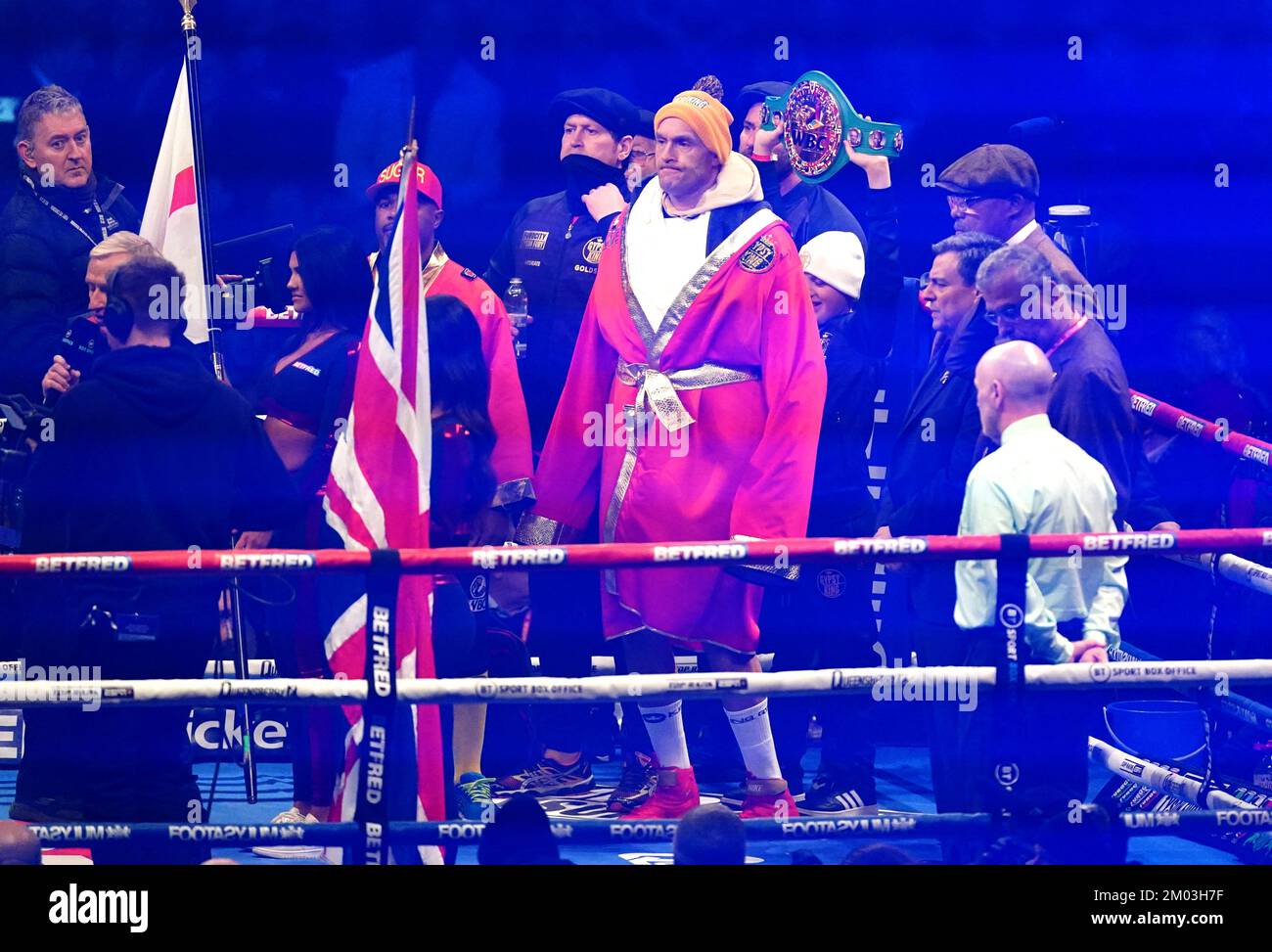 Tyson Fury in the ring ahead of his WBC World Heavyweight title fight ...