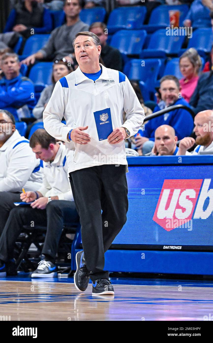 DECEMBER 03, 2022: Saint Louis Billikens head coach Travis Ford gets ...