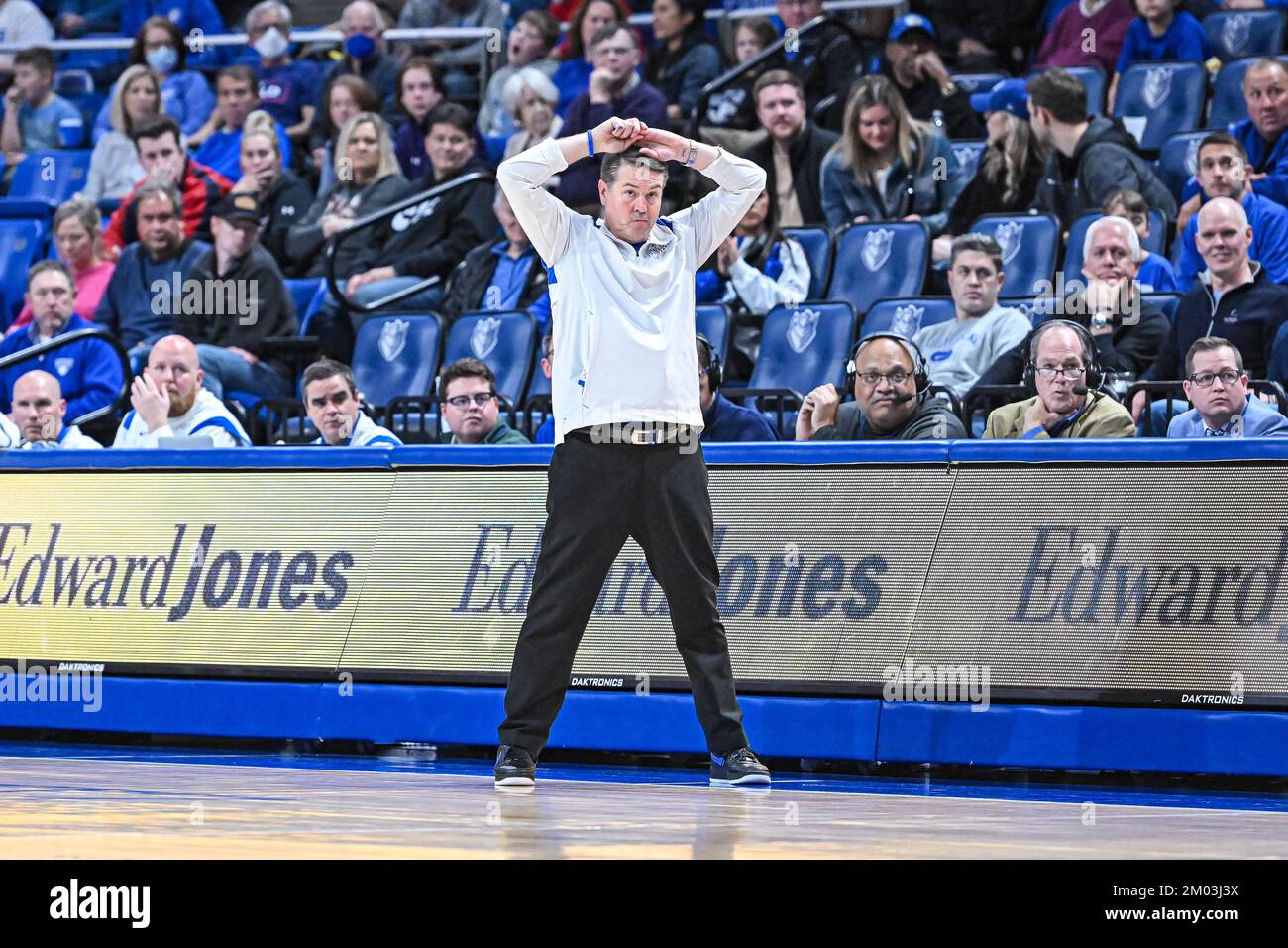 DECEMBER 03, 2022: Saint Louis Billikens head coach Travis Ford reacts ...