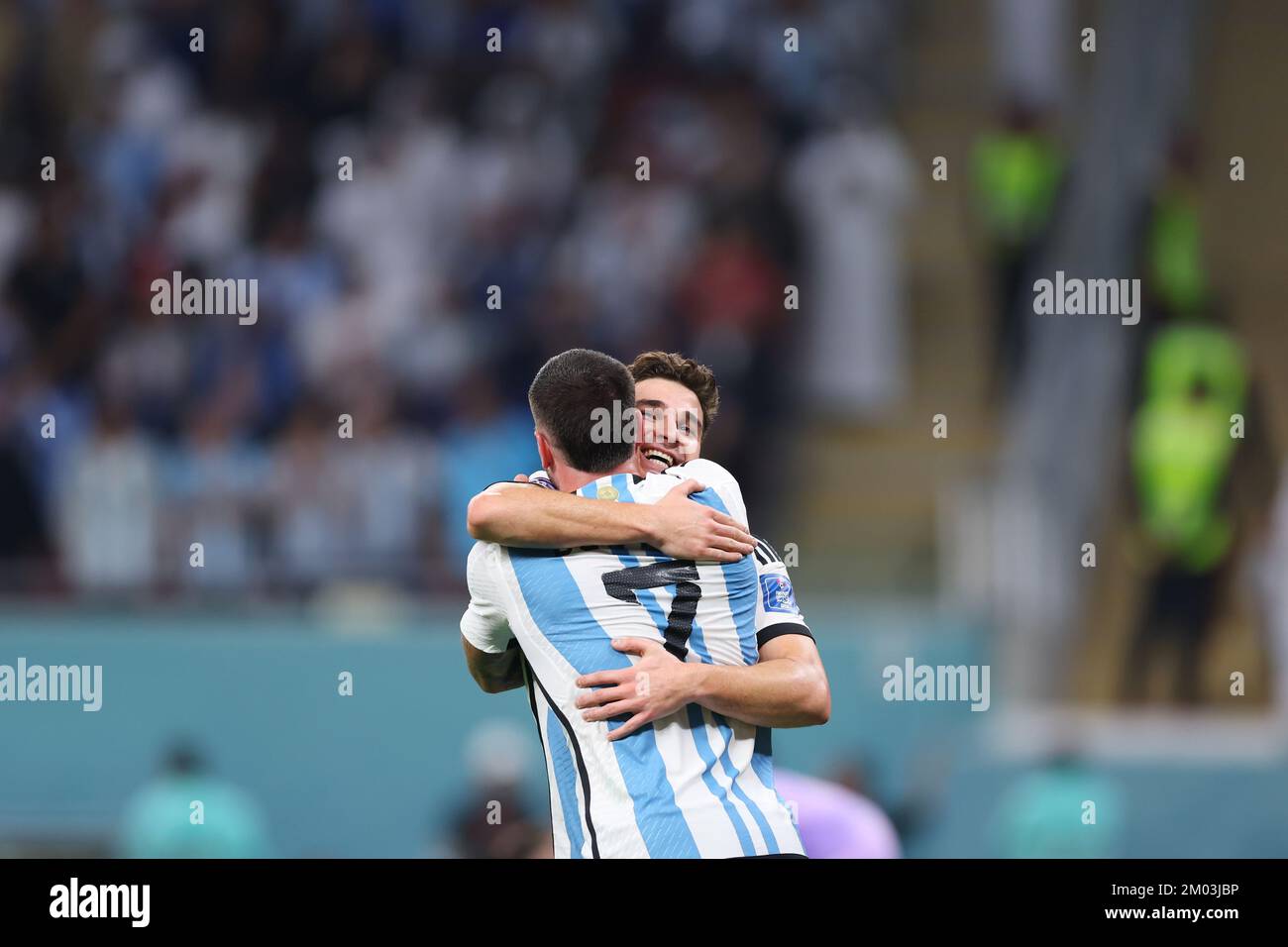 Al Rayyan, Qatar. 3rd Dec, 2022. (L to R) Rodrigo De Paul, Julian ...