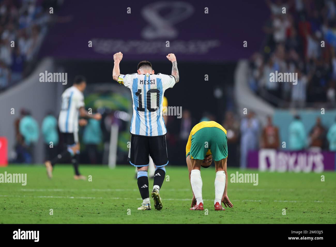 Al Rayyan, Qatar. 3rd Dec, 2022. (L to R) Lionel Messi (ARG), Aziz ...