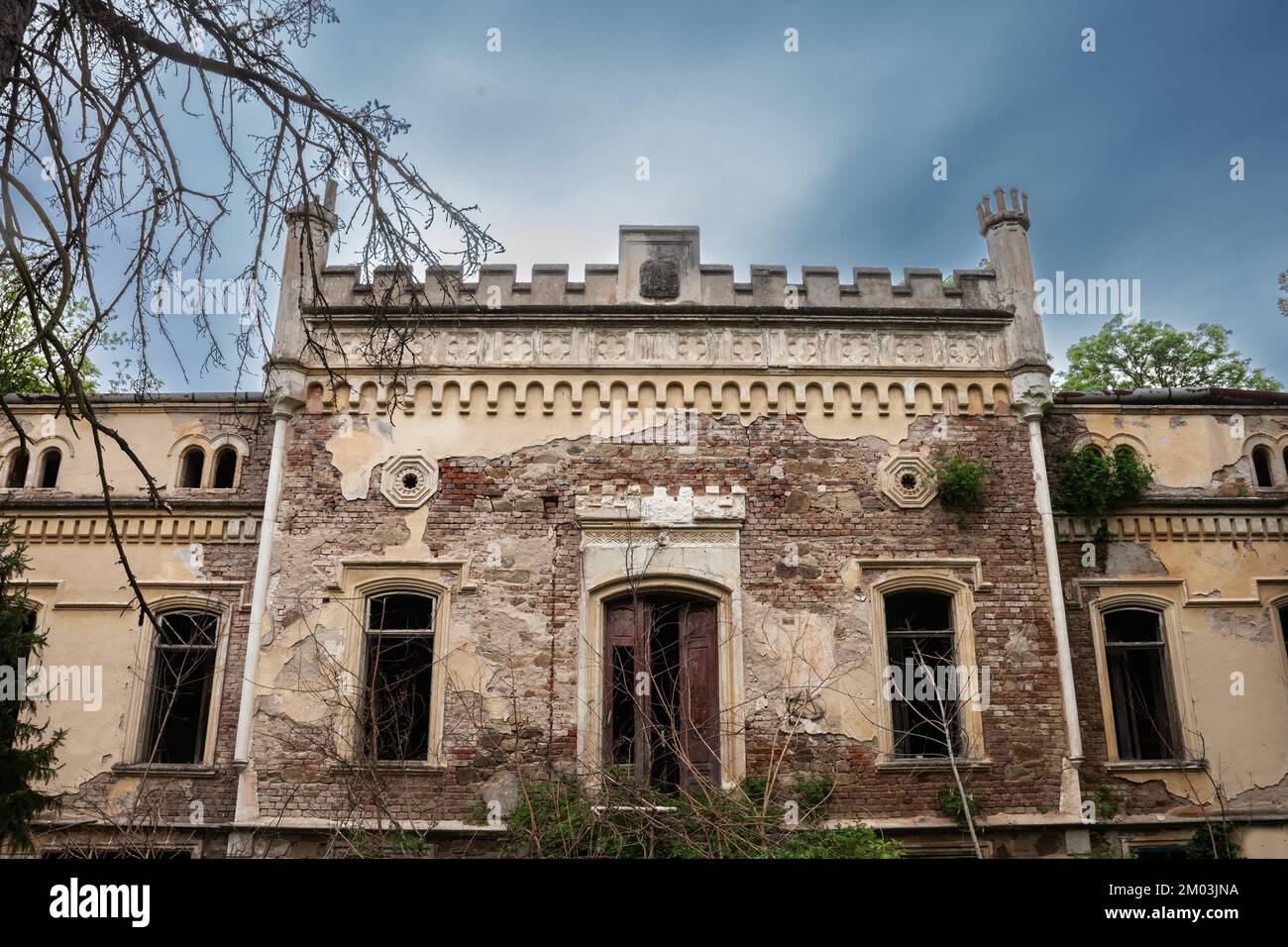 Picture of the facade of the palace of Lazarevic Dvorac in derelict ...