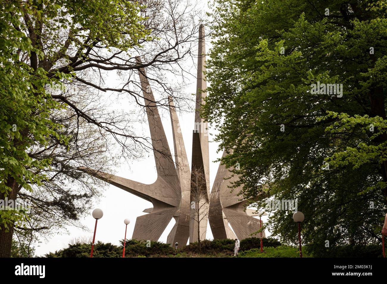 Picture of the main monument of the Kosmaj memorial, made of concrete ...