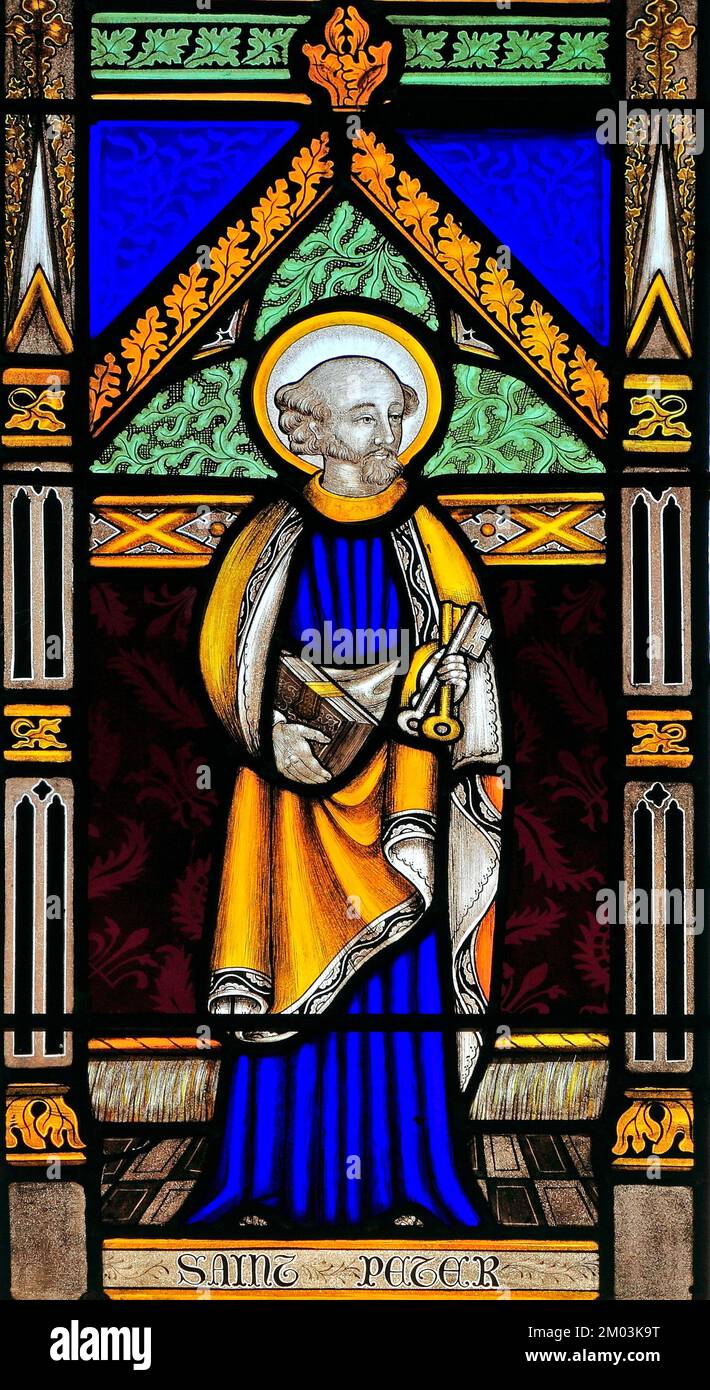 St. Peter, stained glass window, by Joseph Grant of Costessey, c. 1856 ...