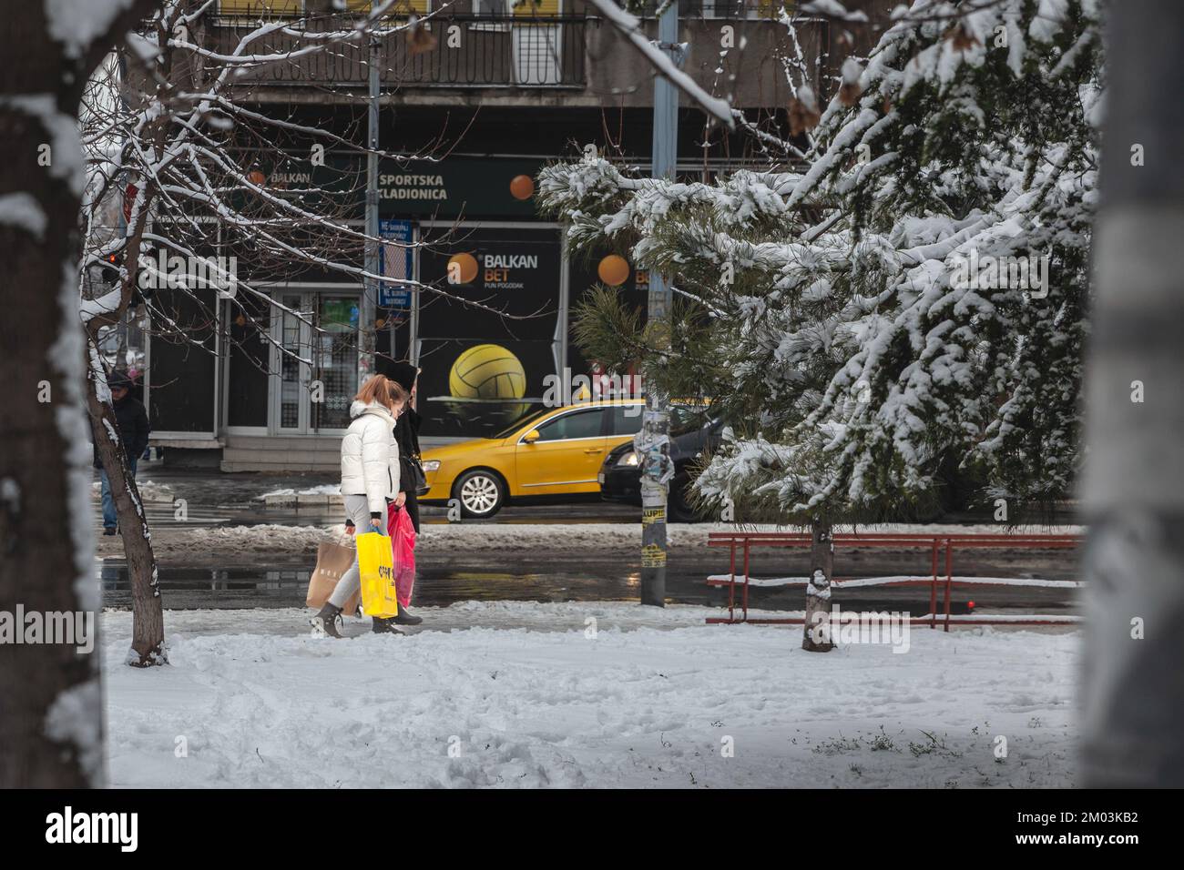 Picture of a belgrade street covered in snow during a snowstorm of ...