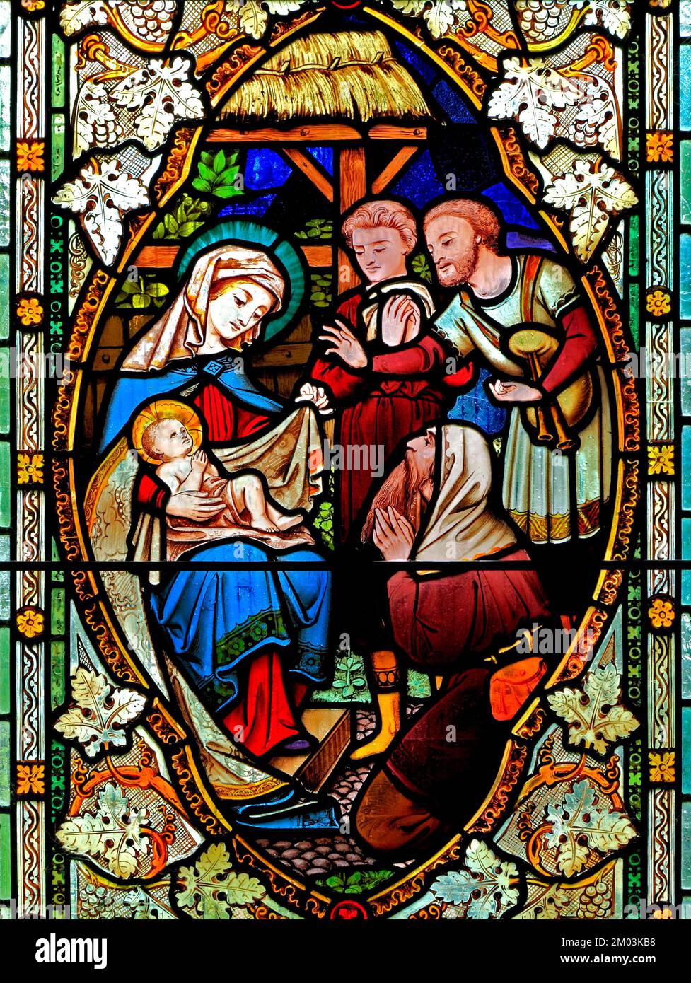 The Nativity, Birth of Jesus, stained glass window, by Ward & Hughes ...