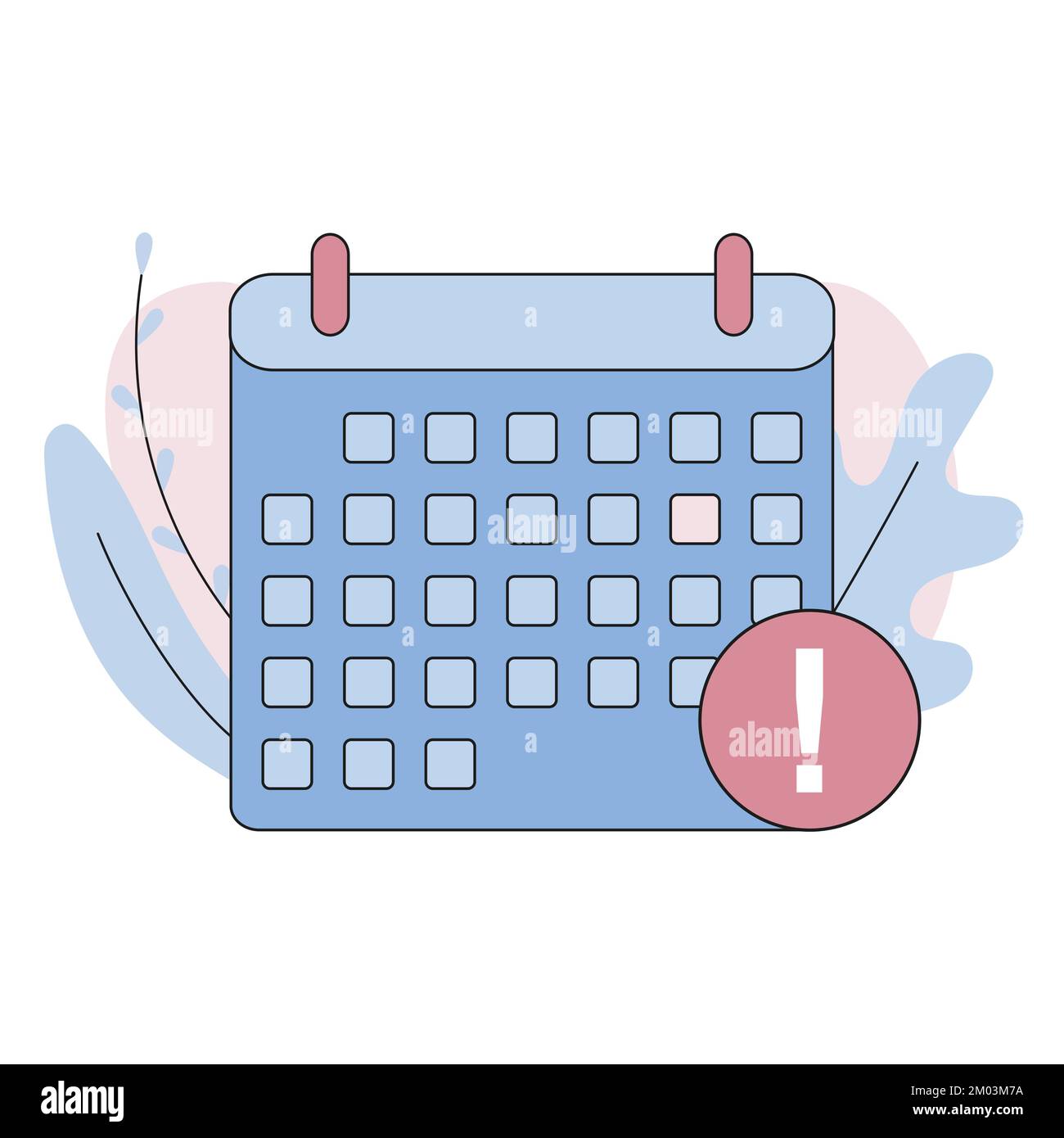 Calendar with exclamation mark. Calendar deadline, event reminder ...