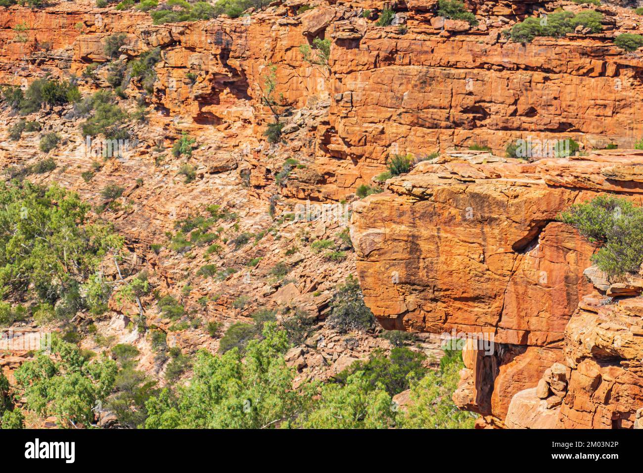 Overhang rock formation over Murchison River gorge called Hawk's Head ...