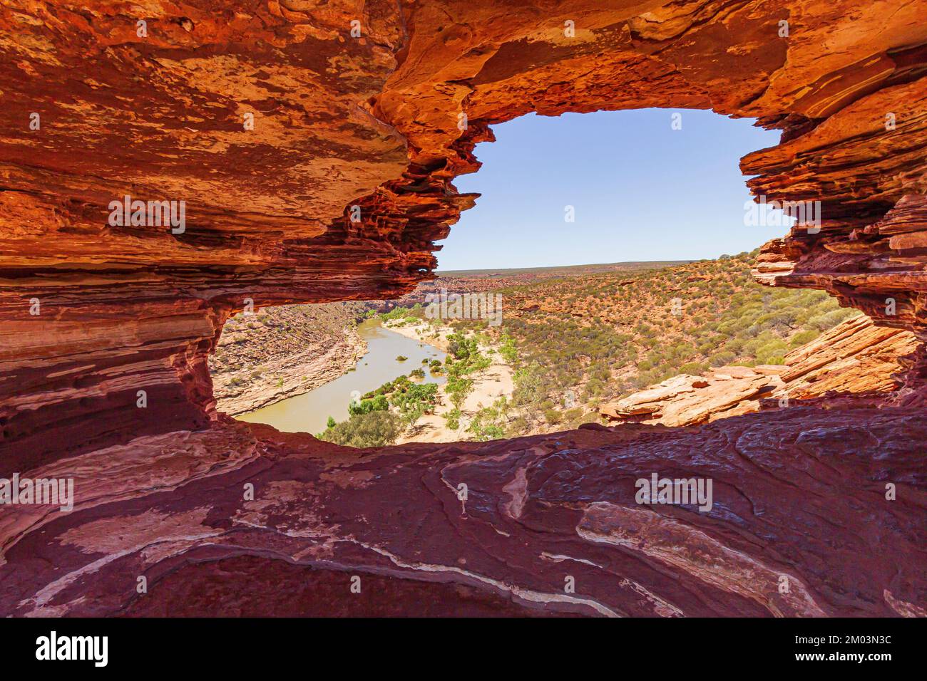 Wind eroded opening in layered sandstone called the Nature Window ...