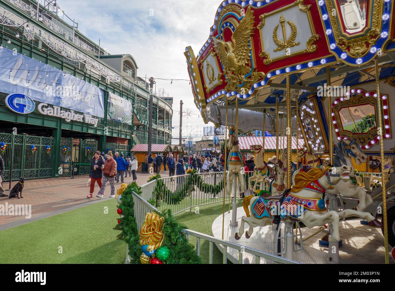 Carousel at Christkindlmarket at Wrigley Field, Chicago, Illinois Stock ...