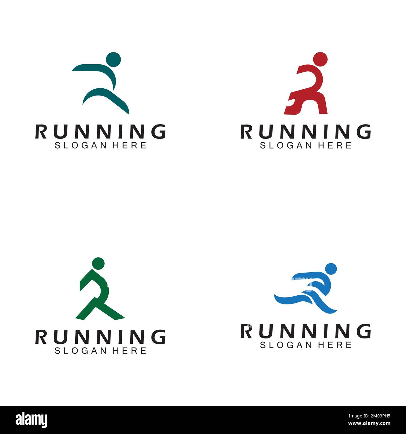 Letter R for running logo design combination letter R and people Stock ...