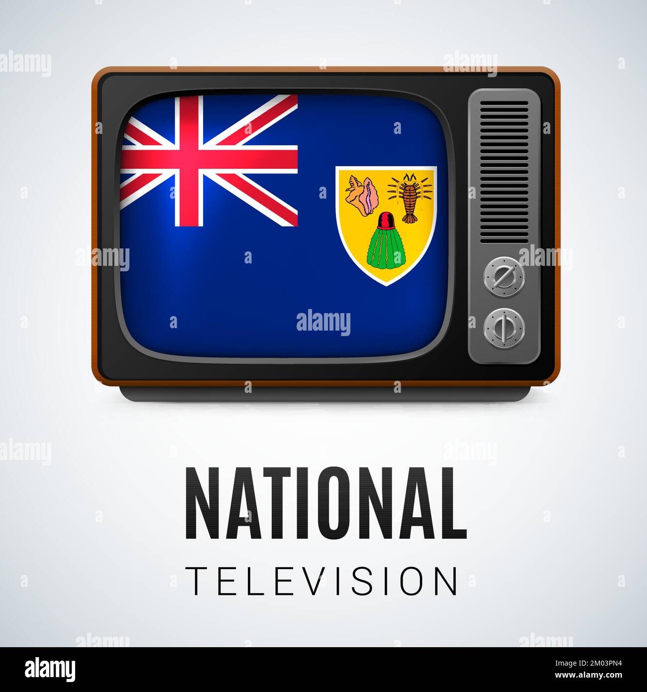 Vintage TV and Flag of Turks and Caicos Islands as Symbol National ...