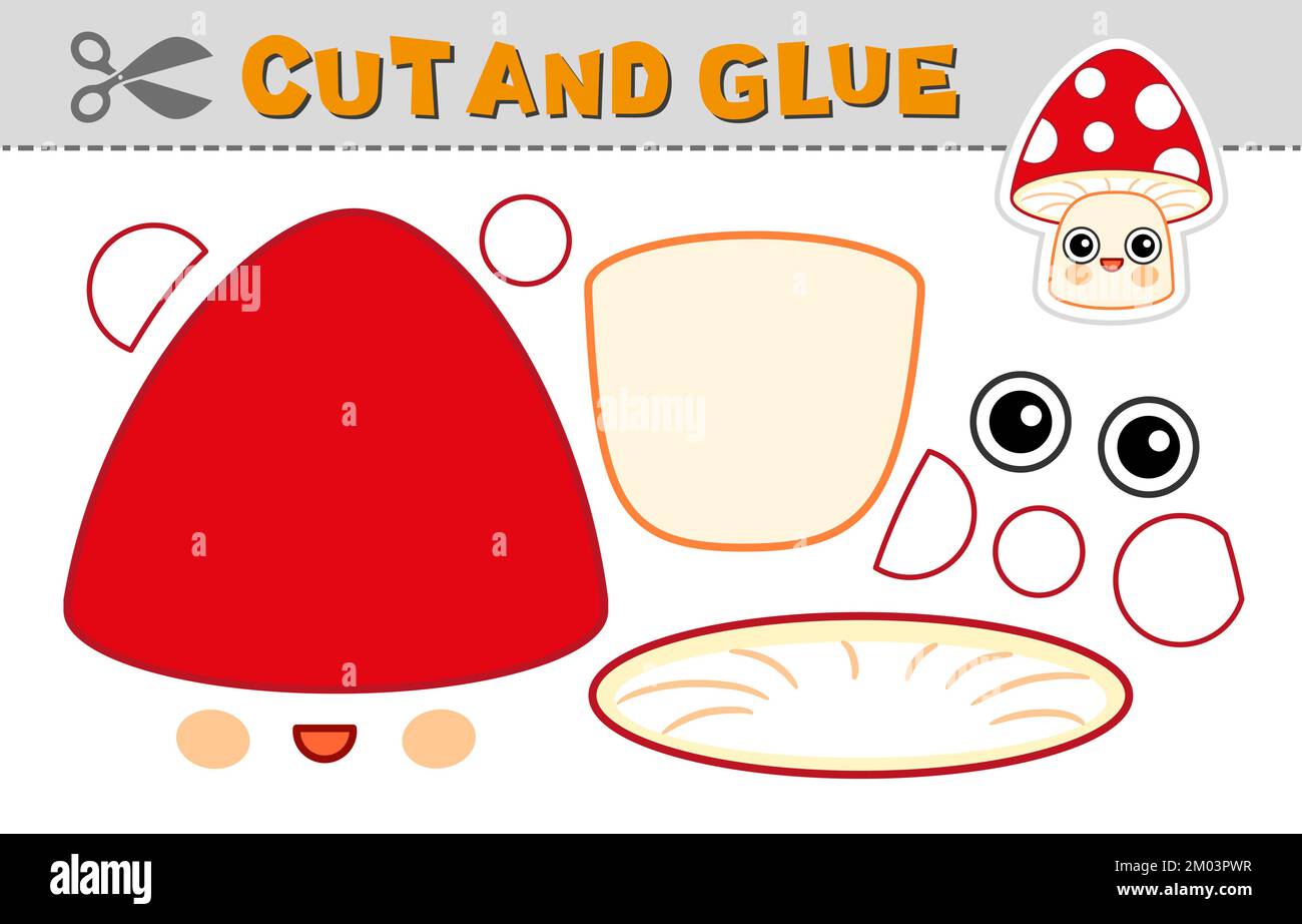Cut out applique and glue a mushroom amanita. Vector illustration ...