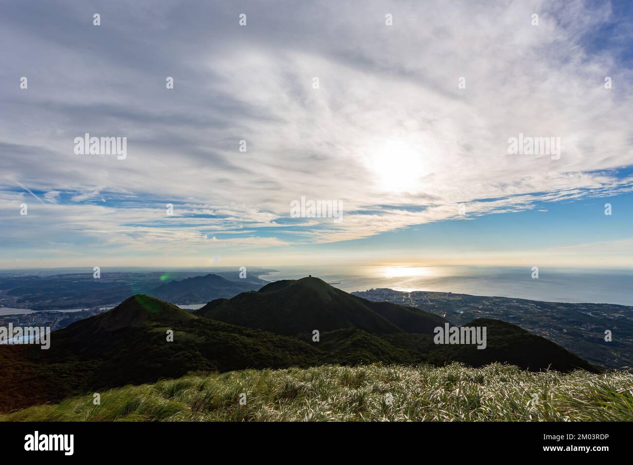 Sunset aerial landscape from Datunshan at Taipei, Taiwan Stock Photo ...