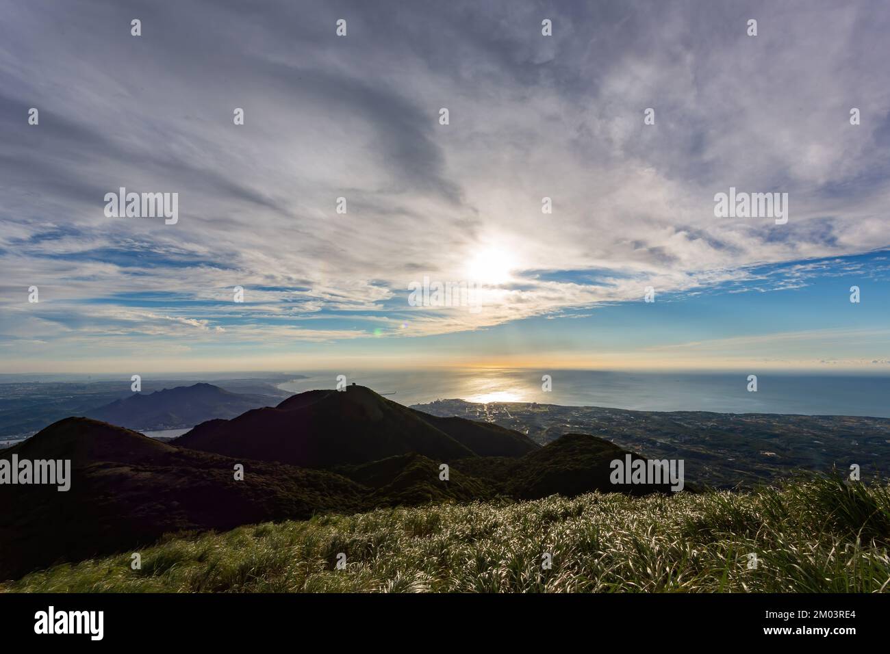 Sunset aerial landscape from Datunshan at Taipei, Taiwan Stock Photo ...