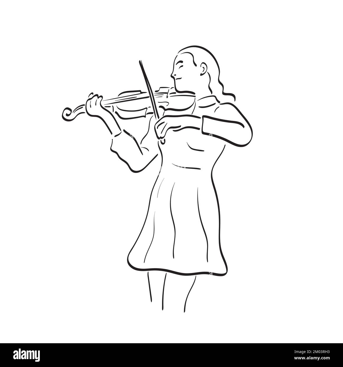 woman playing violin illustration vector hand drawn isolated on white ...