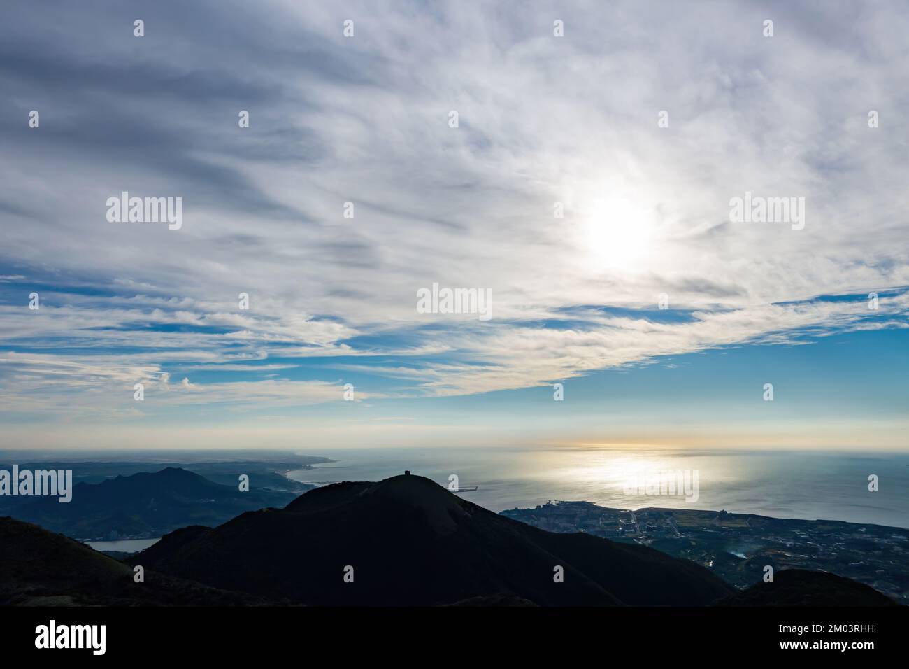 Sunset aerial landscape from Datunshan at Taipei, Taiwan Stock Photo ...