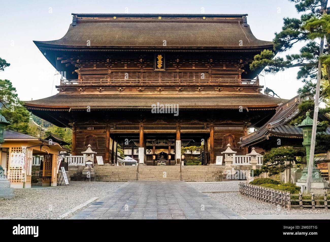 Scenic Zenkoji wooden old temple exterior at dusk Stock Photo - Alamy