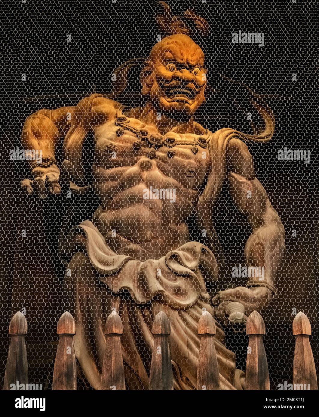 Zenkoji Temple wooden statue at the gates of ancient demon protection ...