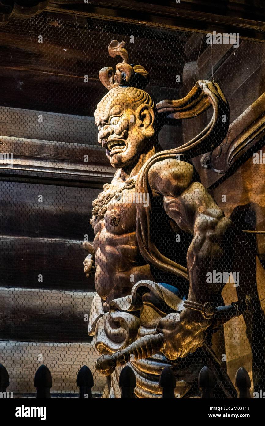 Zenkoji Temple wooden statue at the gates of ancient demon protection ...