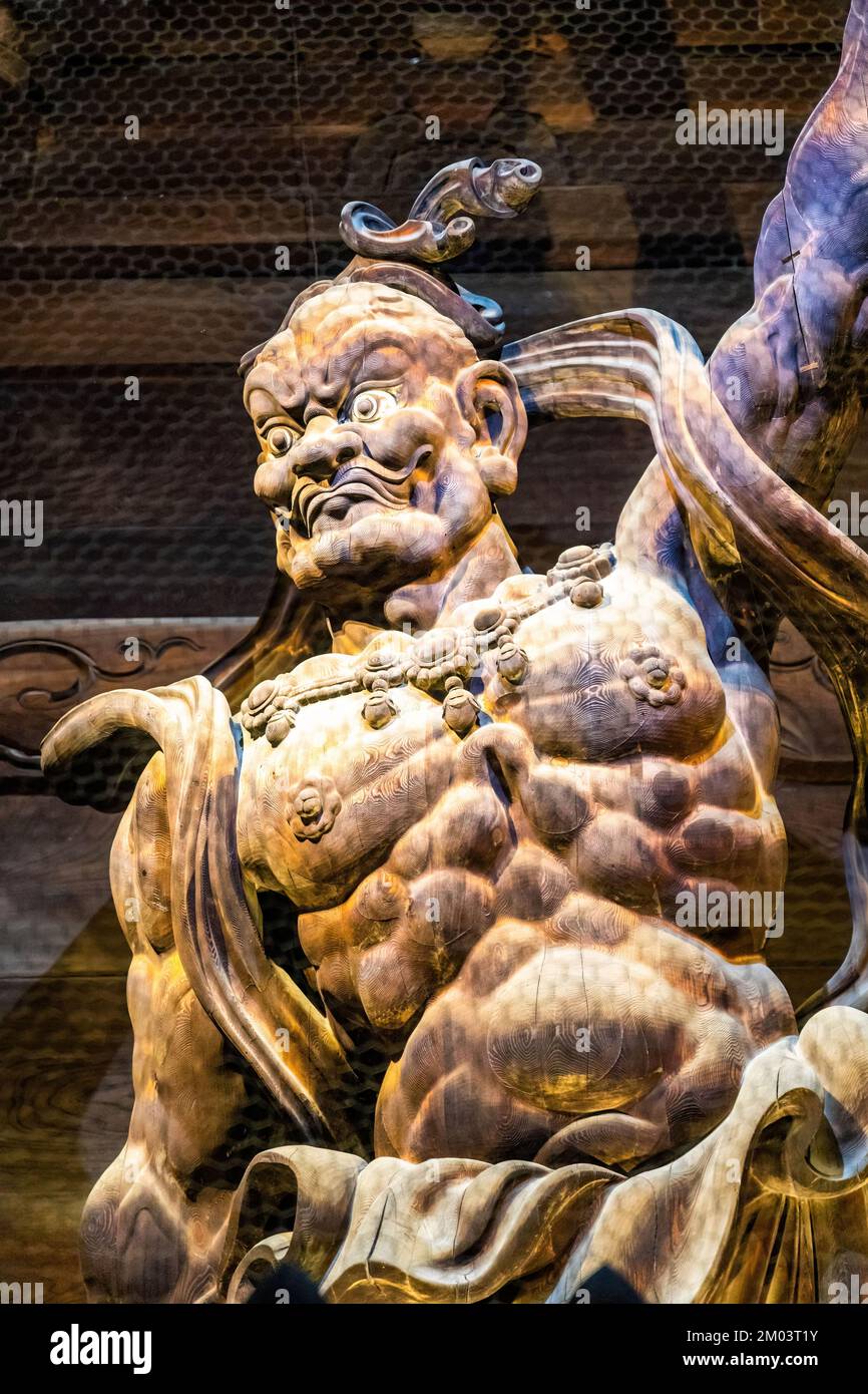 Zenkoji Temple wooden statue at the gates of ancient demon protection ...
