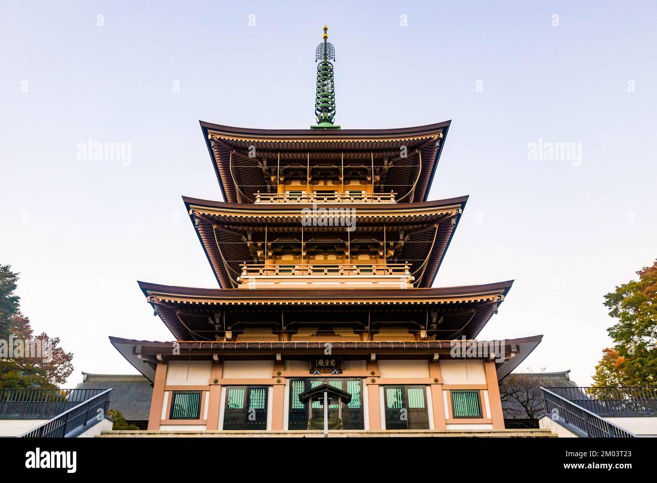 Ancient scenic Zenkoji Temple pagoda at fall in Nagano Japan Stock ...
