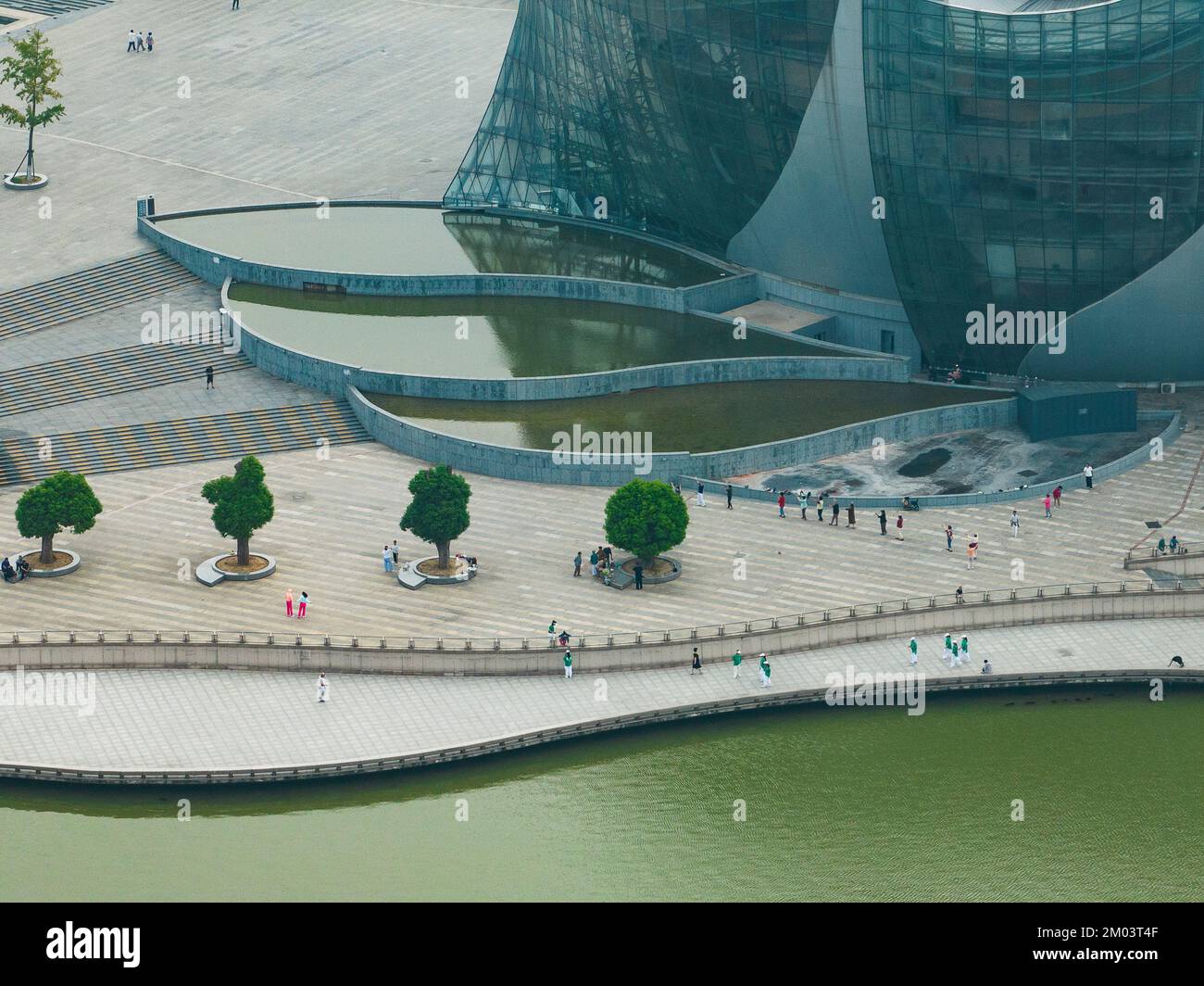 Aerial view of Concert Hall and Yunlong lake in Xuzhou, Jiangsu ...