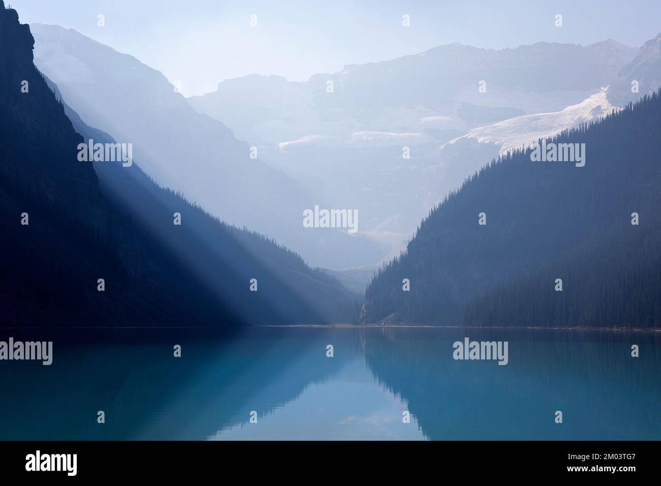 Smoke haze, air pollution from wildfires over Lake Louise and the ...