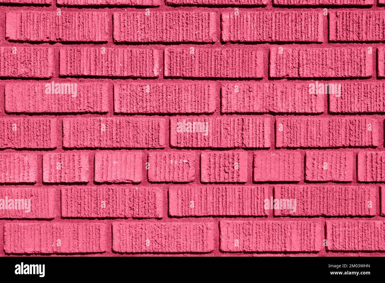 Color of year 2023 Viva Magenta. Image with brick wall is toned in ...