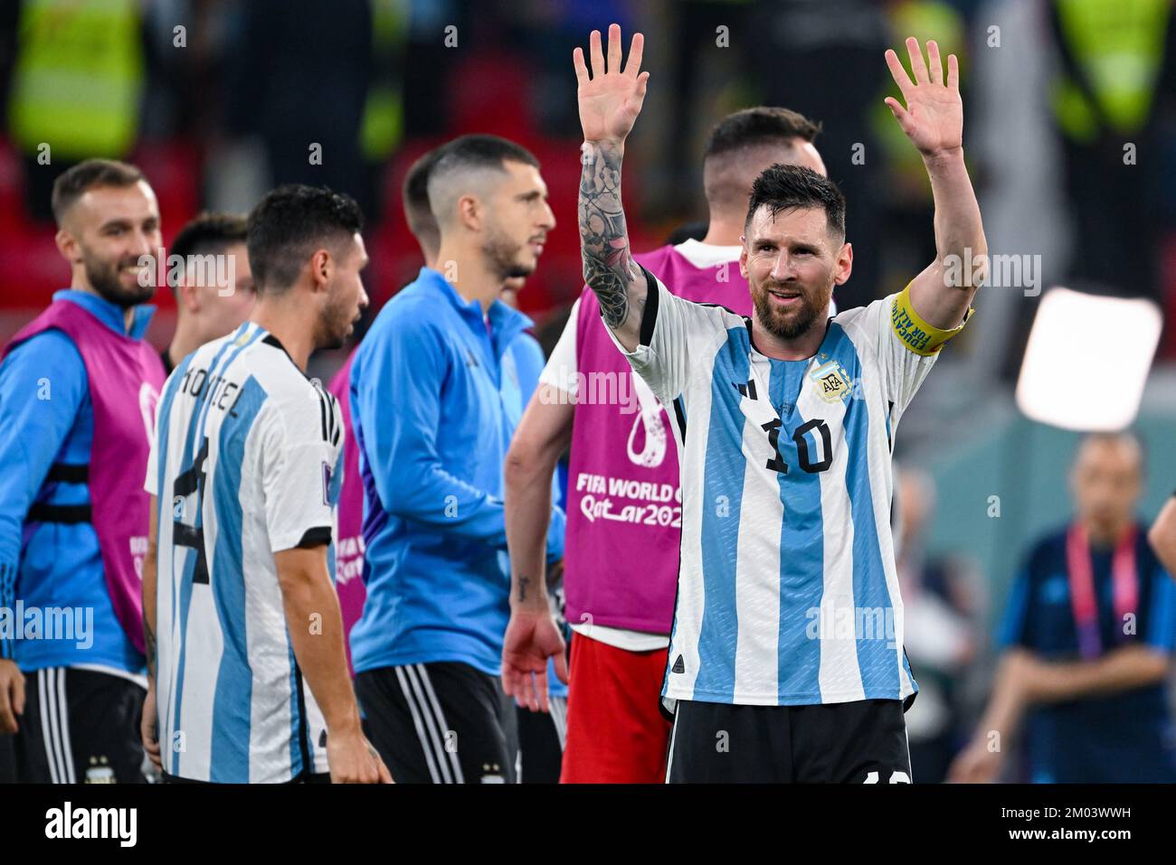 Lionel Messi of Argentina celebrates during the FIFA World Cup Qatar ...