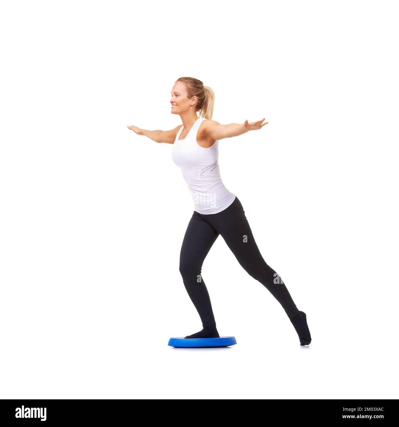 Balance is key. Full length studio shot of a woman doing balance ...