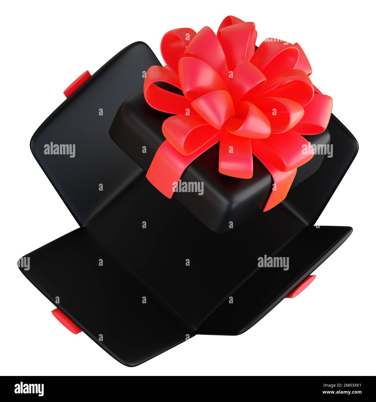 Realistic black gift box with red ribbon bow. Concept of abstract ...
