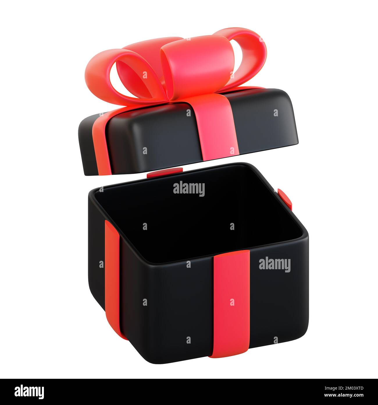 Realistic black gift box with red ribbon bow. Concept of abstract ...