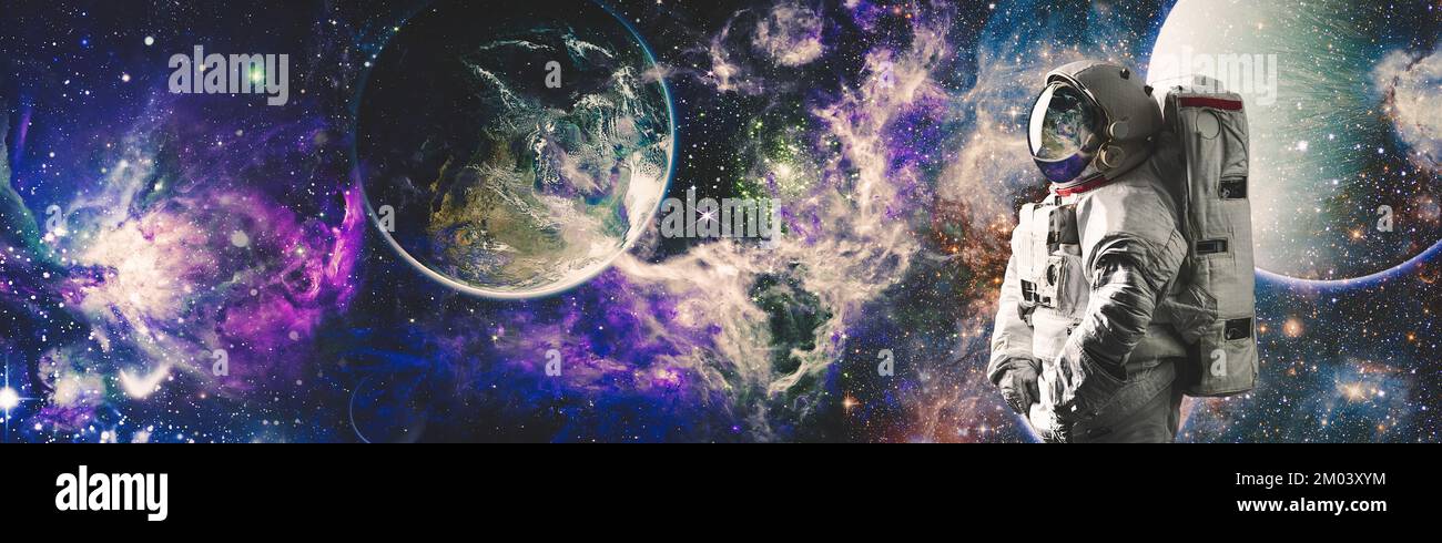 Astronaut in outer space . Astronaut wear full spacesuit for space ...